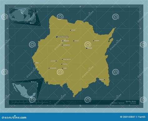 Morelos Mexico Solid Labelled Points Of Cities Stock Illustration