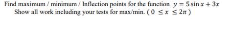 solved find maximum minimum inflection points for the