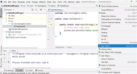 Hello World Application Using Intellij Ide