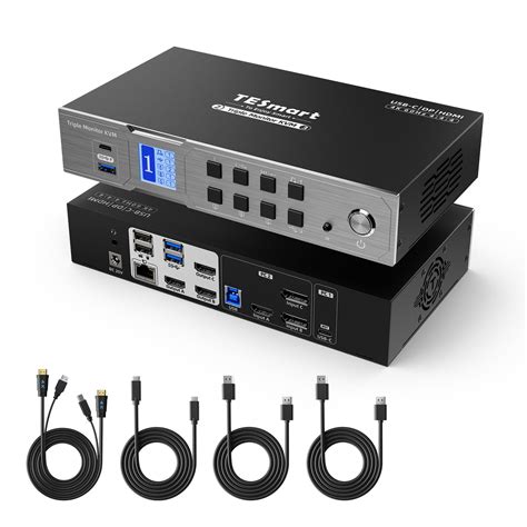 Tesmart Usb C Mst And Edid Kvm Switch 3 Monitors Desertcart India