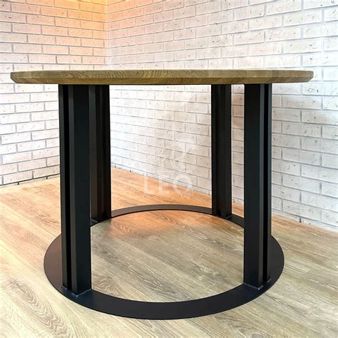 Стол лофт круглый из массива дуба и металла ⋆