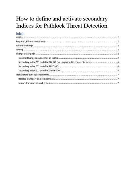 Man How To Define And Activate Secondary Indices For Pathlock Threat Detection Pdf