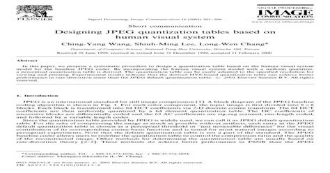 Pdf Designing Jpeg Quantization Tables Based On Human Visual System Dokumen Tips