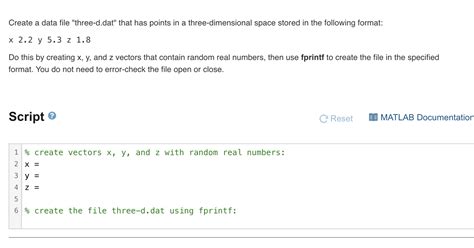 Solved Create A Data File Three D Dat That Has Points In A Chegg