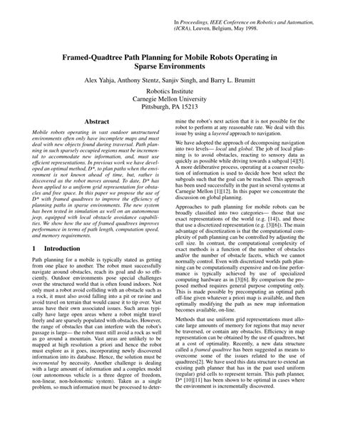 Pdf Framed Quadtree Path Planning For Mobile Robots Operating In
