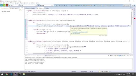 자바 스윙 17강 손님 데이터 저장 프로그램7 Sql 데이터 불러오기 Youtube
