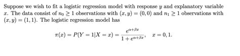 Suppose We Wish To Fit A Logistic Regression Model Chegg Com