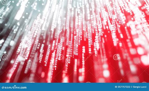 Dynamic Flow Of Binary Data Streams In Glowing Red And White