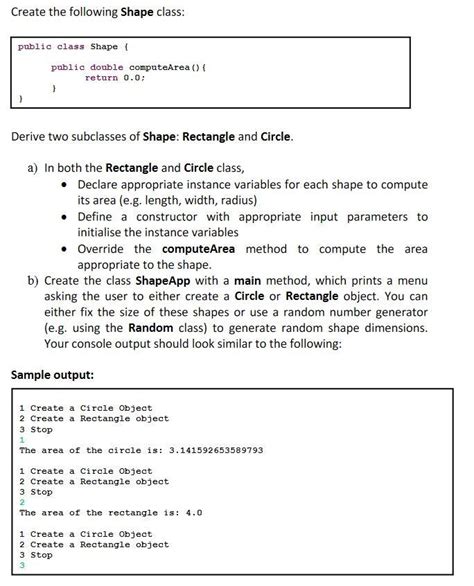 Solved Create The Following Shape Class Public Class Shape