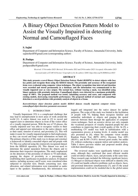 Pdf A Binary Object Detection Pattern Model To Assist The Visually