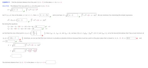 Solved EXAMPLE Find The Shortest Distance From The Point Chegg
