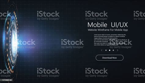 미래 지향적인 기술 개념 배경 추상기술 커뮤니케이션 디자인 혁신 개념 매직 서클 텔레포트 연단 Gui Ui 가상 현실 프로젝터 벡터 일러스트레이션 조명 장식에 대한 스톡