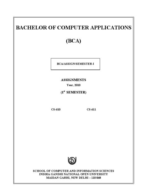 Bachelor Of Computer Applications Bca Assignments Pdf Computer File Computing