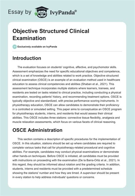 Objective Structured Clinical Examination 1102 Words Essay Example