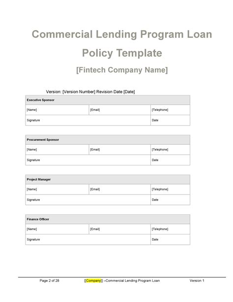 Commercial Lending Program Loan Policy Template Banking And Fintech Commercial Lending Program Loan Policy Template Banking And Fintech