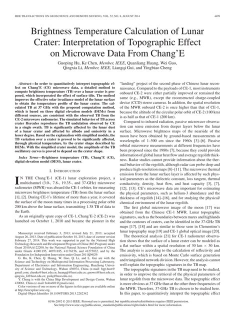 Pdf Brightness Temperature Calculation Of Lunar Crater Interpretation Of Topographic Effect