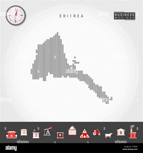 Vector Vertical Lines Pattern Map Of Eritrea Striped Simple Silhouette Of Eritrea Realistic