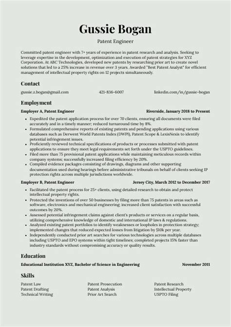 Patent Engineer Resume CV Example And Writing Guide