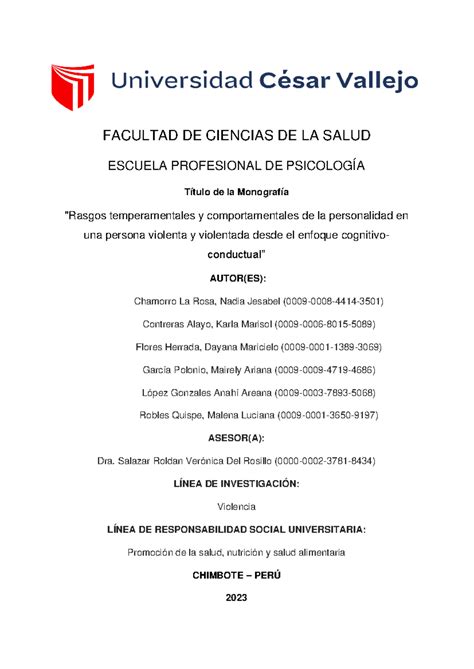 Rasgos Temperamentales Y Comportamentales De La Personalidad En Una