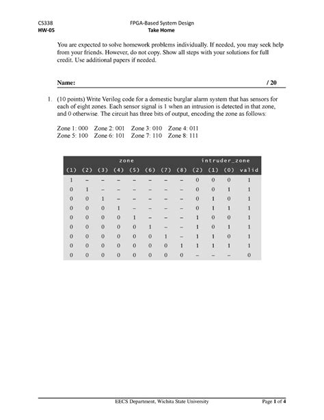 FPGA HW Key Solution To Assignment HW Take Home You Are Expected To Solve Homework