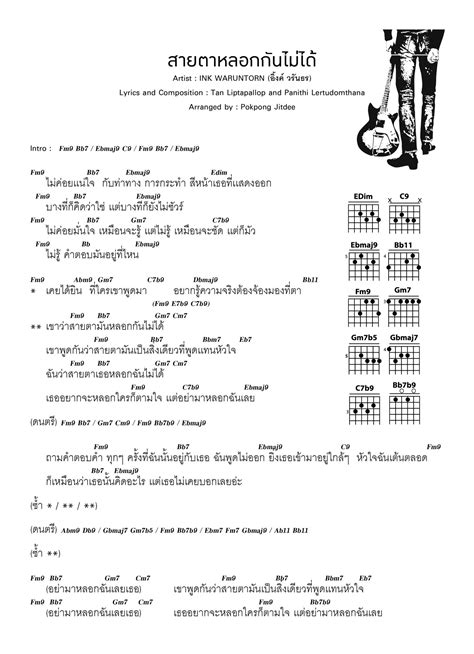 คอร์ดเพลง “สายตาหลอกกันไม่ได้” อิ้งค์ วรันธร The Guitar Mag