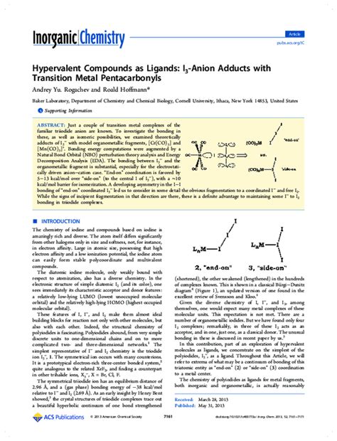 Pdf Hypervalent Compounds As Ligands I 3 Anion Adducts With
