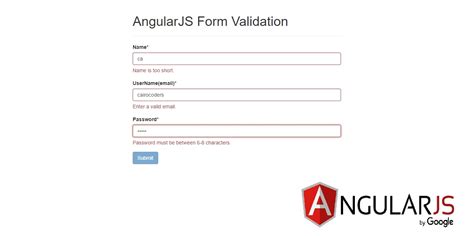 Angularjs Form Validation With Bootstrap Tutorial101