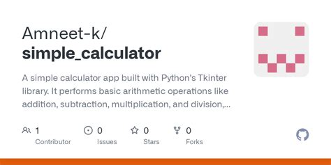 Github Amneet Ksimplecalculator A Simple Calculator App Built With Pythons Tkinter Library