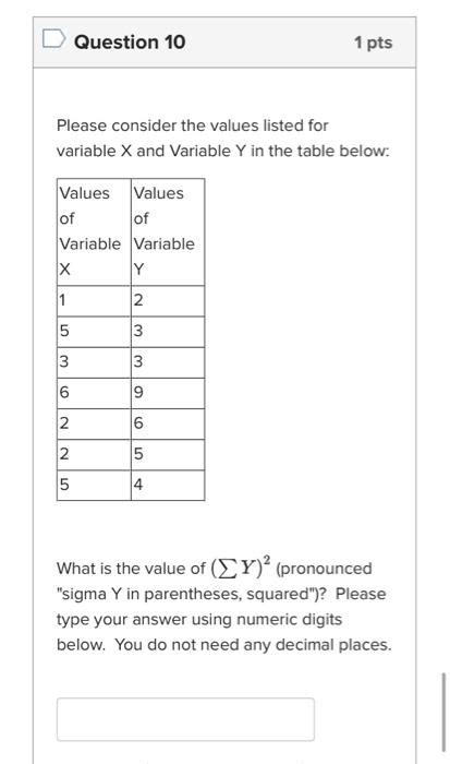 Solved Please Consider The Values Listed For Variable X And Chegg