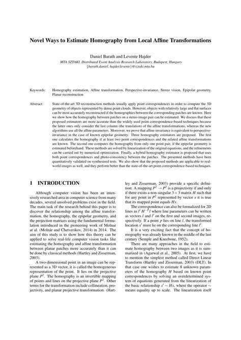 pdf novel ways to estimate homography from local affine transformations