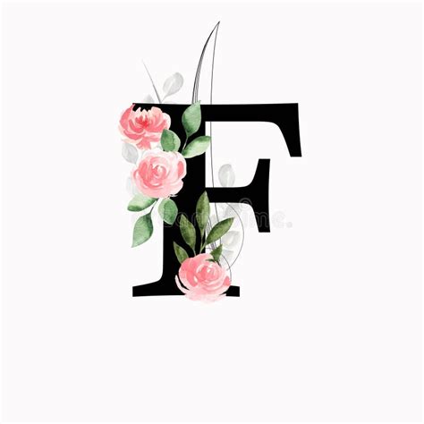 Letra De Monograma Floral F Decorada Con Rosas Rosas Rosas Rosas Y