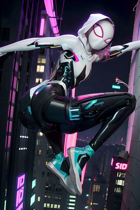 Year Old Spider Gwen Face Hidden By Spider Gwen Mask And Hood Wearing Spider Gwen Costume
