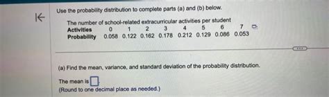 Solved Find Mean Variance And Standard Deviation Of Prob