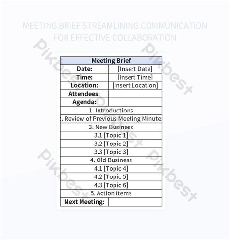 Meeting Brief Streamlining Communication For Effective Collaboration