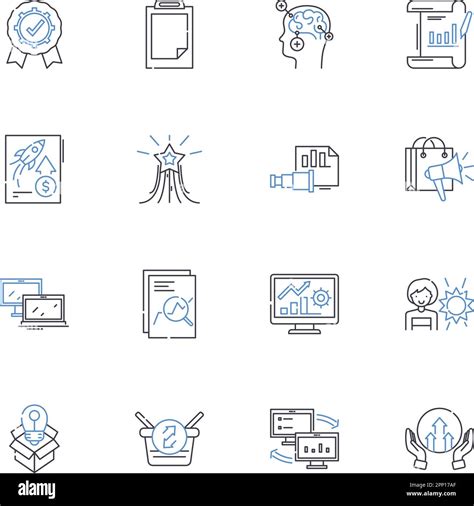 Investigating And Exploring Line Icons Collection Researching Analyzing Examining Surveying