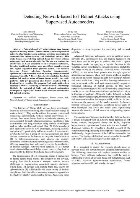 Pdf Detecting Network Based Iot Botnet Attacks Using Supervised Autoencoders