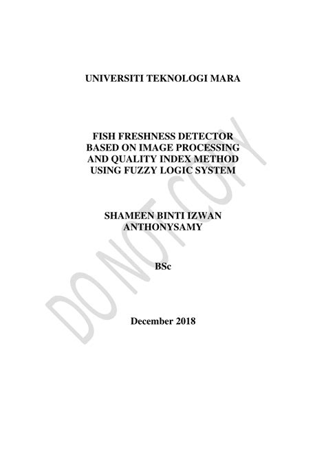PDF Fish Freshness Detector Based On Image Processing And Quality Index Method Using Fuzzy