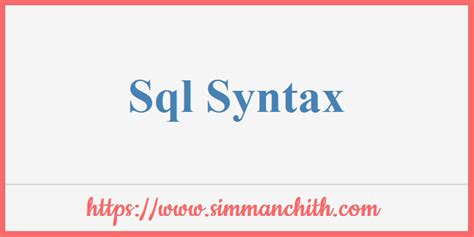 Sql Syntax Simmanchith