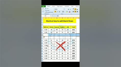 Shortcut Key To Add Blank Rows In Excelshorts Excelexcelshortcutsmsexceltricks Youtube