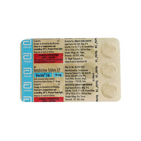 Vertin Tab 16mg 15s Pharmville