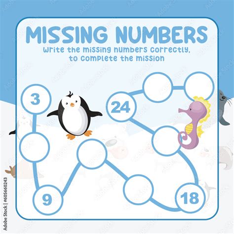 Missing Numbers Write The Answer Correctly Educational Printable Math Worksheet Count And