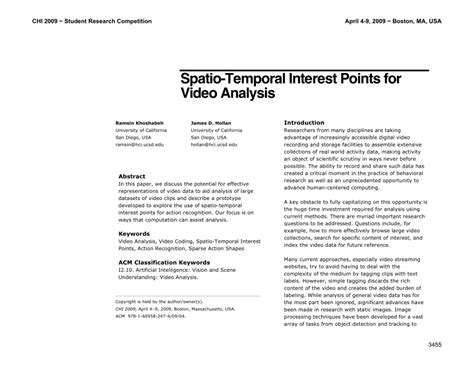 Pdf Spatio Temporal Interest Points For Video Analysis