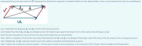 Solved Let U And V Be Two Non Zero Vectors In R Represented Chegg