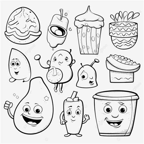 만화 음식 개체 문자 세트 색칠하기 책 페이지 과일 캐릭터 과일 만화 만화 세트 Png 일러스트 및 이미지 에 대한 무료 다운로드 Pngtree