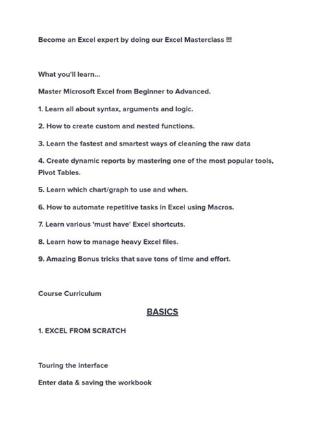 Excel Course Description 2 3 Pdf Microsoft Excel Computing