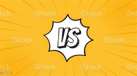 대결 Vs 기호 는 하프 톤 전투 스포츠 경쟁 대회 경기 게임 번개와 플랫 만화 스타일의 디자인에 싸움 배경에 고립 벡터 일러스트레이션 건설 프레임에 대한 스톡 벡터 아트
