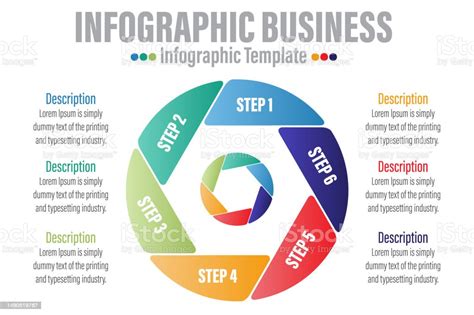 벡터 원 인포그래픽이 설정되었습니다 다이어그램 그래프 프리젠테이션 및 차트에 대한 템플릿입니다 6 개의 6 단계 6 개의 옵션