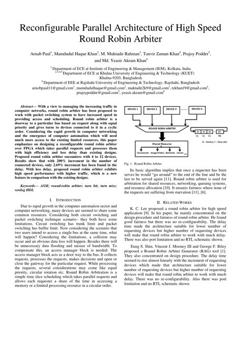 Pdf Reconfigurable Parallel Architecture Of High Speed Round Robin Arbiter