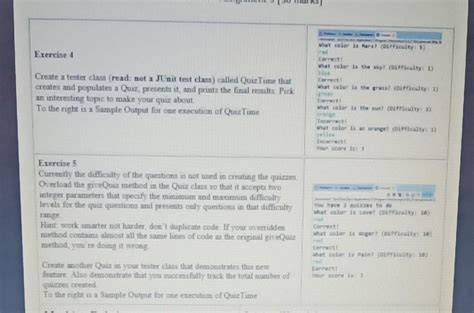solved exercise 3 create a class called quiz that uses your