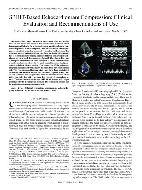 pdf spiht based echocardiogram compression clinical evaluation and